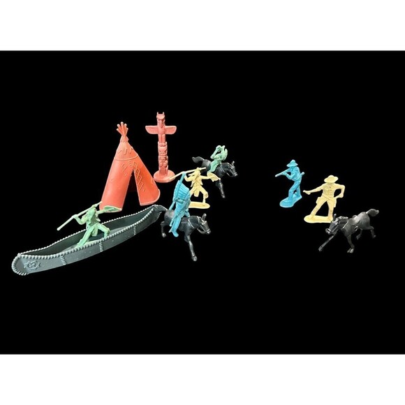 Unbranded | Toys | Vintage Cowboys And Indians Set Horses Teepee Totem ...